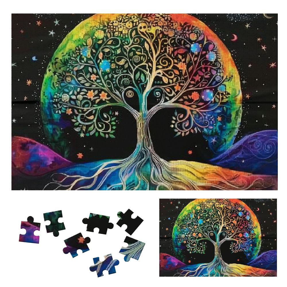 Chilfamy Tree of Life Stars Wooden Jigsaw Puzzle for Adults - Premium ...