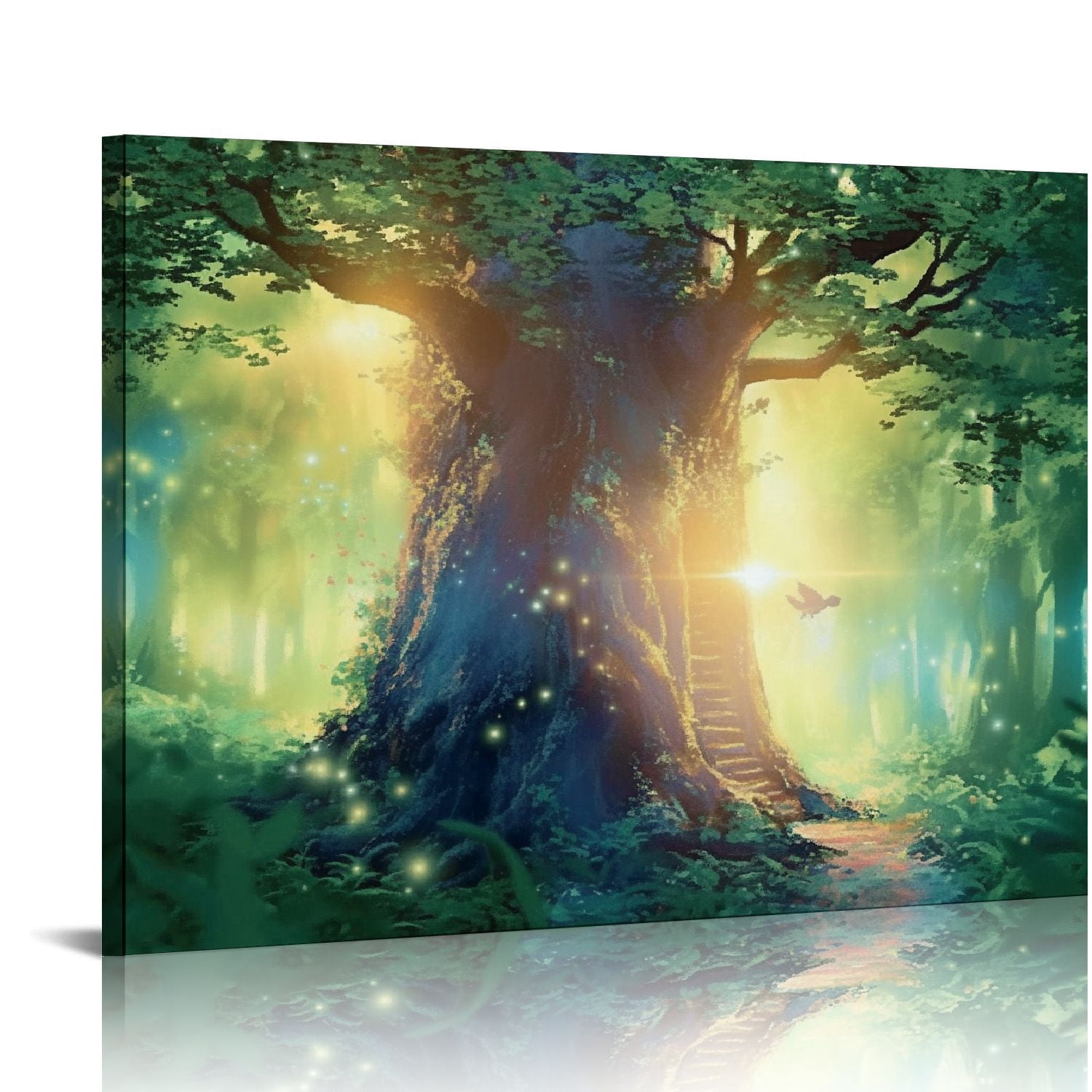 Chilfamy Tree Light Forest Canvas Wall Decor, Ready To Hang Art for ...