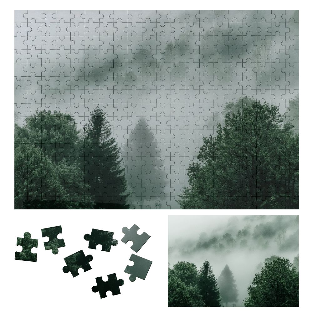 Chilfamy Trees Fog People Wooden Jigsaw Puzzle for Adults - Wall Art ...