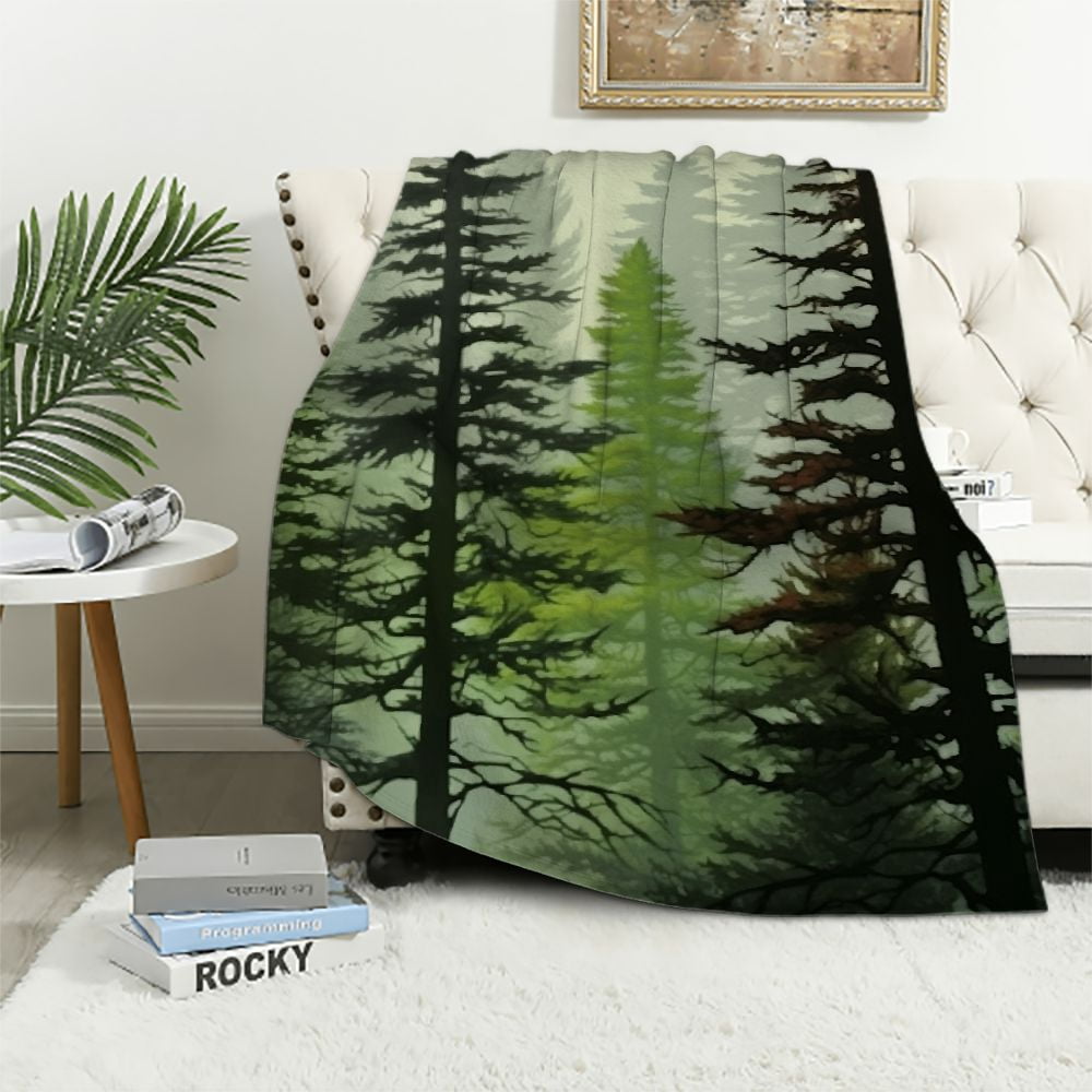 Chilfamy Trees Forest Environmental Art Flannel Blanket Throw All ...