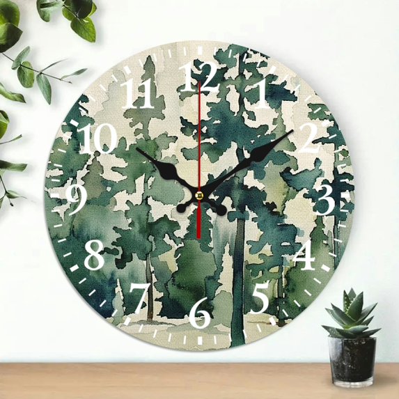 Chilfamy Trees Leaves Green Wall Clock 10 Inch Frameless Design 10x10in ...