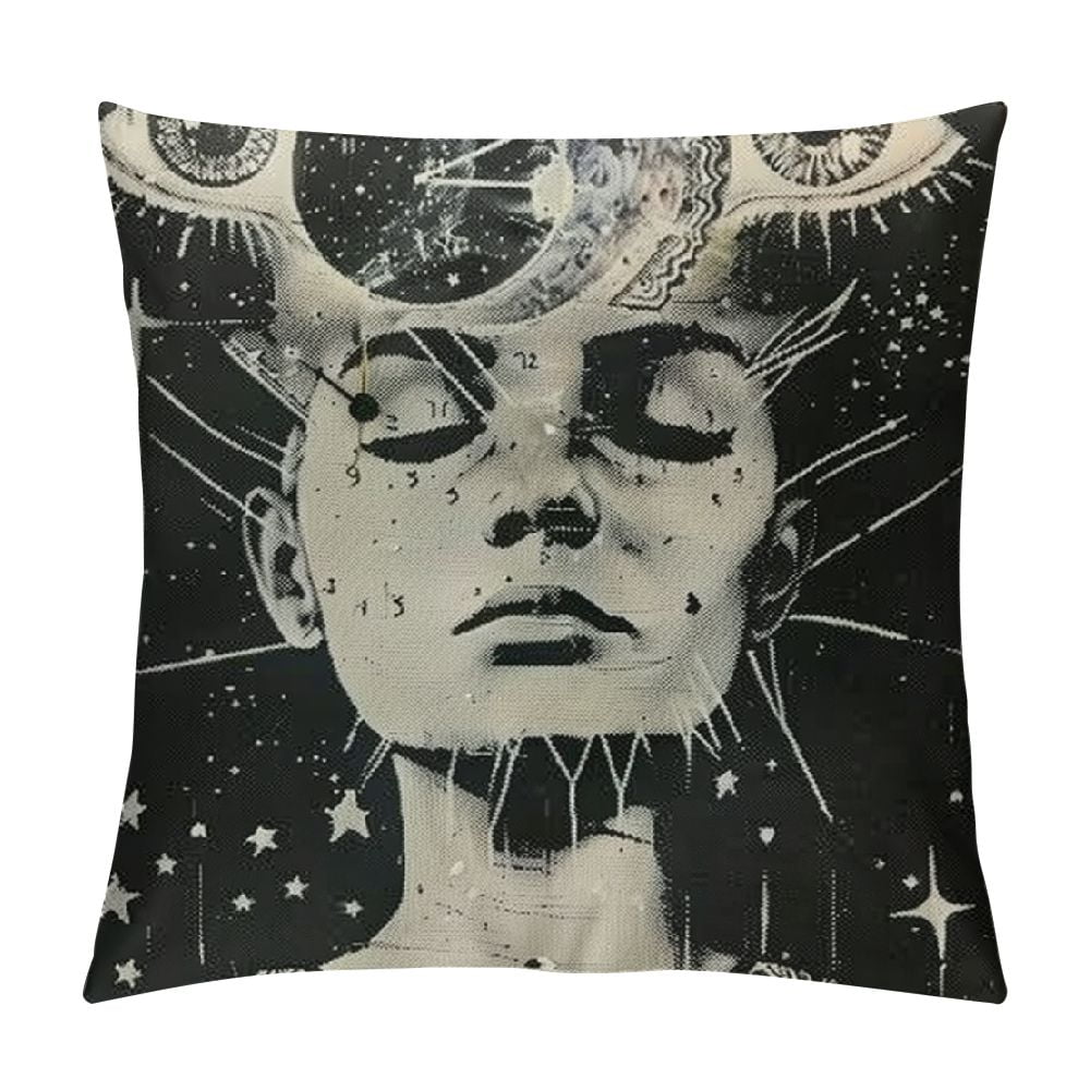 Chilfamy Trippy Sun and Moon Decorative Pillow Covers Gothic Hourglass ...