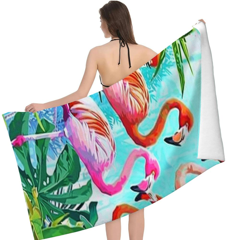 Chilfamy Tropical Exotic Beach Towel, Flamingo Quick Dry Microfiber ...