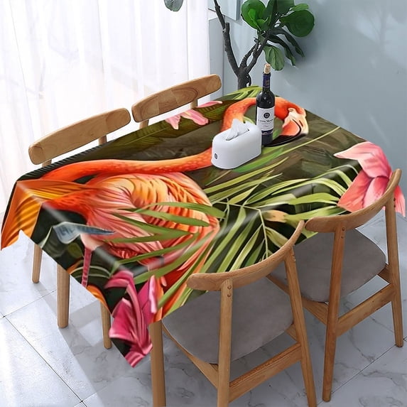 Chilfamy Tropical Flamingo Flowers Rectangle Dining Tablecloth ...