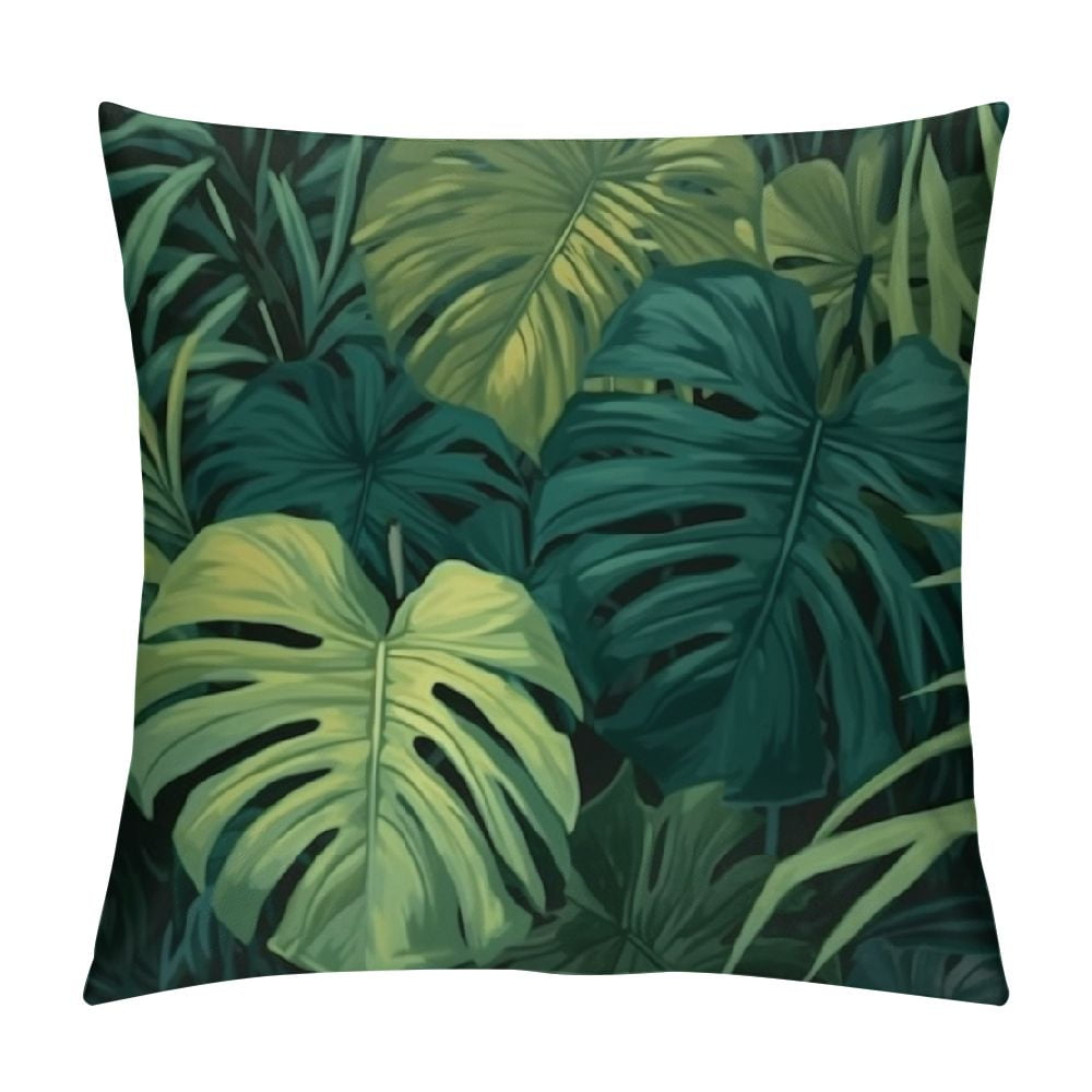 Chilfamy Tropical Palm Leaf Print Throw Pillow Covers Fashion Throw ...