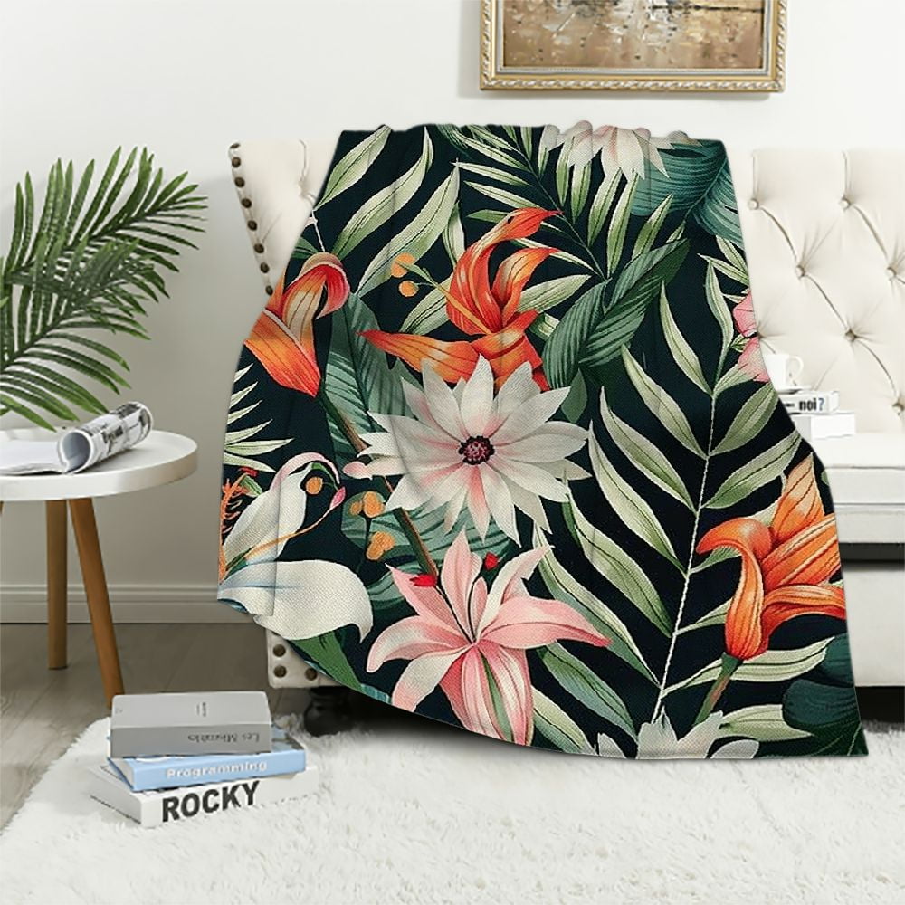 Chilfamy Tropical Palm Leaves All Season Bed Blanket Nature Theme ...