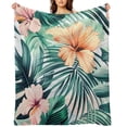 Chilfamy Tropical Pink Orange Bloom Soft Flannel Throw Blanket ...