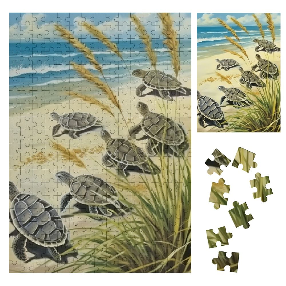 Chilfamy Turtle MarchJigsaw Puzzle- Beach Puzzles for Adults – Baby ...