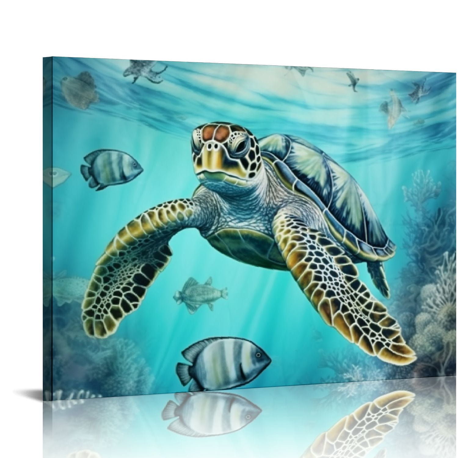 Chilfamy Turtle Sea Creatures Modern Canvas Prints Wall Art 16x12in ...