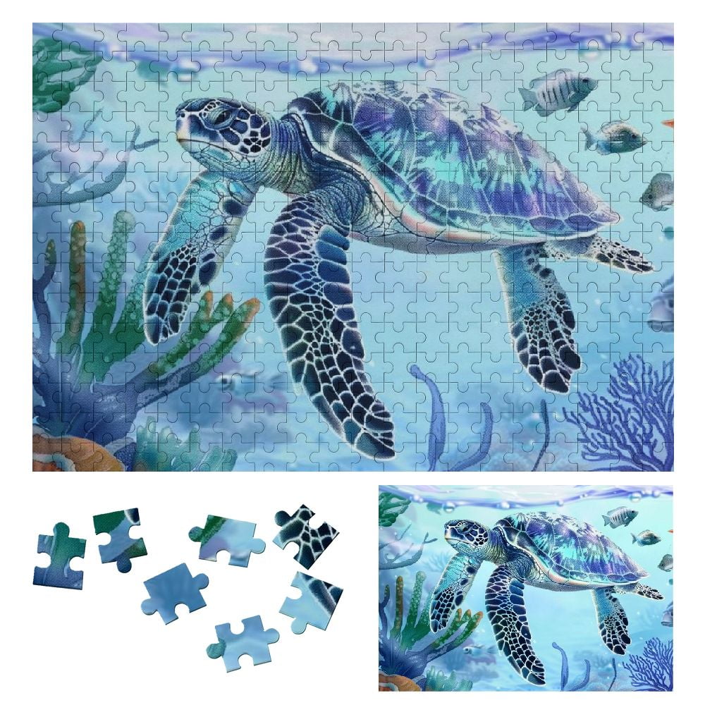 Chilfamy Turtle Sea Creatures Ocean Wooden Jigsaw Puzzle for Adults ...