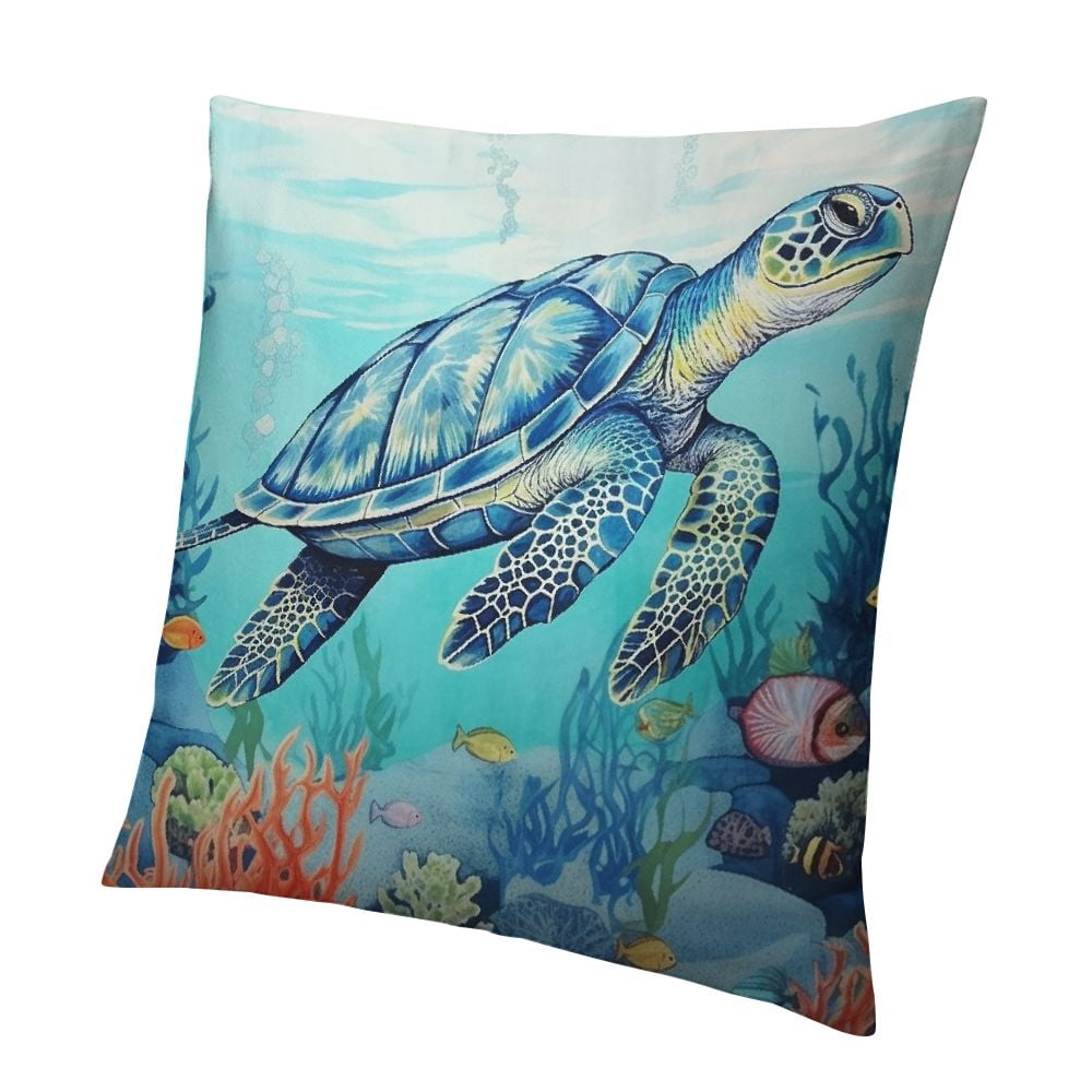 Chilfamy Turtle Throw Pillow Covers, Watercolor Turtle Ocean Animal ...