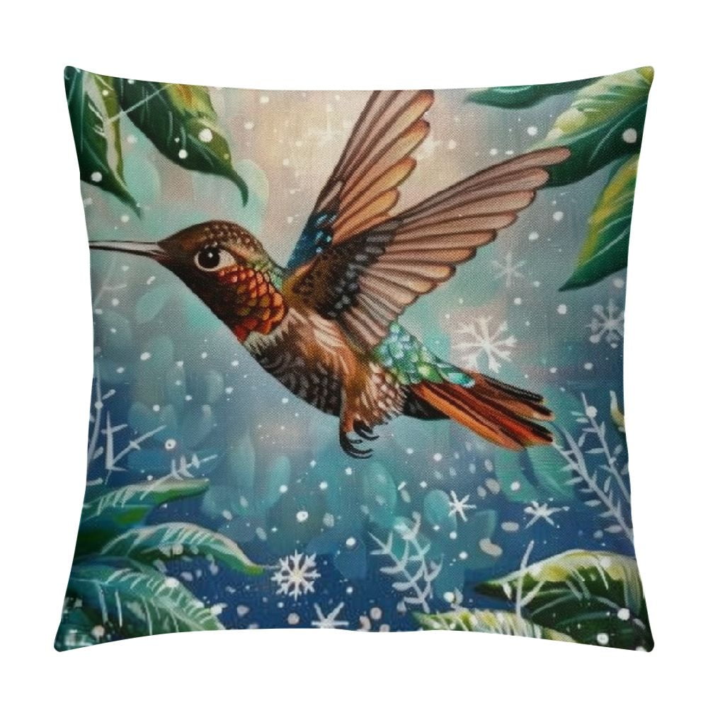 Chilfamy Vintage Birds Outdoor Throw Pillow Covers Colorful Hummingbird ...