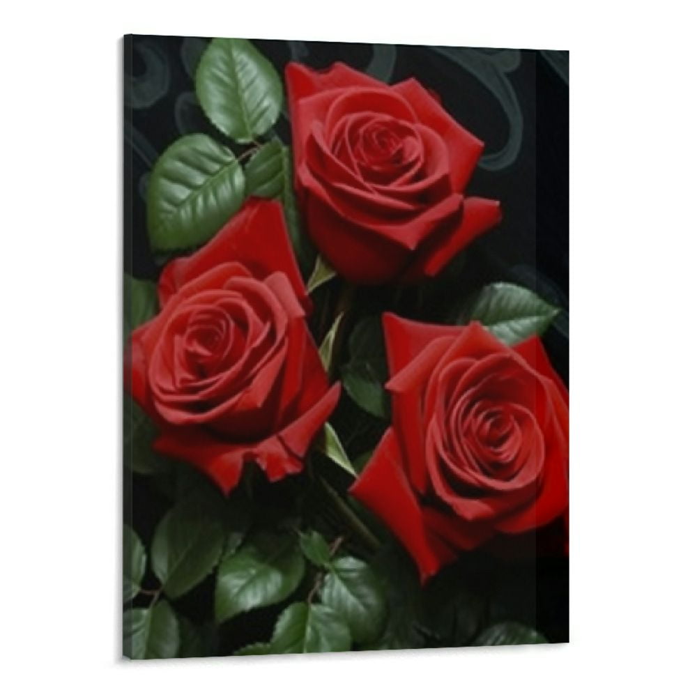 Chilfamy Vintage Black Art Painting Red Rose Wall Art Paintings (16x20 ...