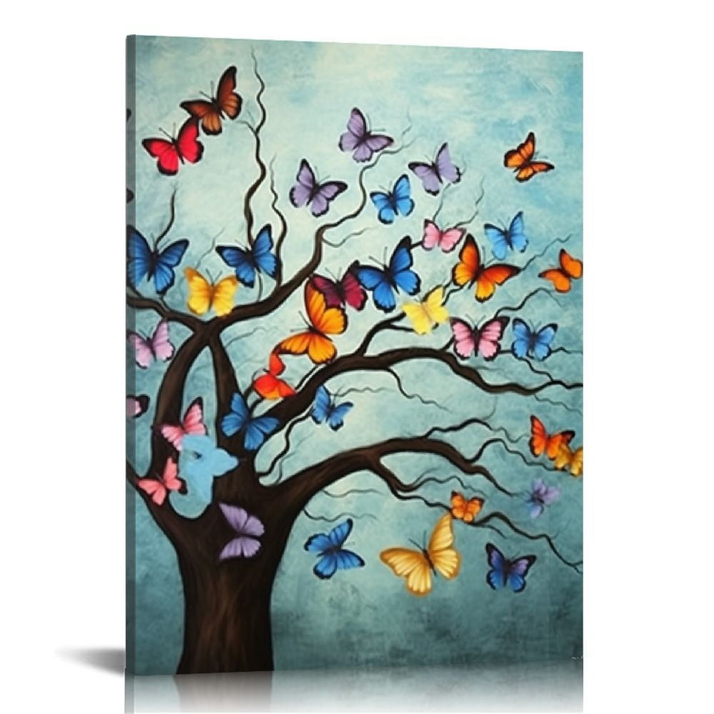 Chilfamy Vintage Butterfly Canvas Wall Decor Prints Retro Inset Artwork ...