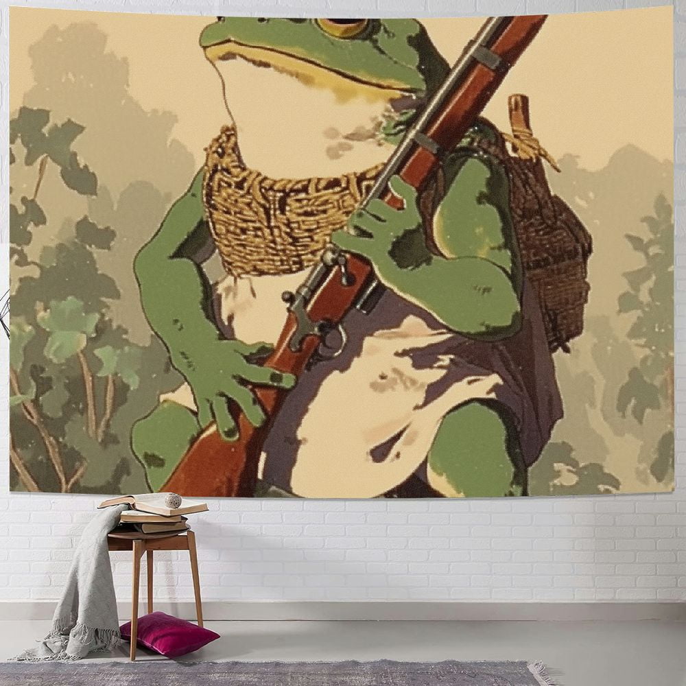 Chilfamy Vintage Orange Frog Tapestry Boho Wall Decor Funny Bathroom ...