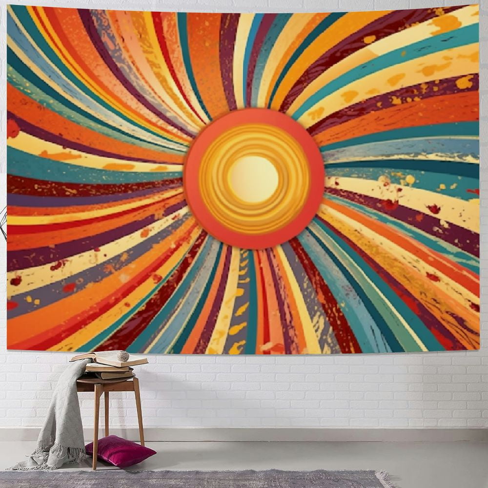 Chilfamy Vintage Sun Tapestry Boho Tapestries Abstract Retro 70s ...