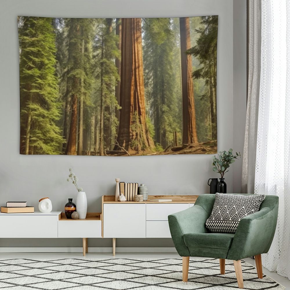 Chilfamy Viridian Nature Sequoia Wall Tapestry, Wood Red Forest Jungle ...