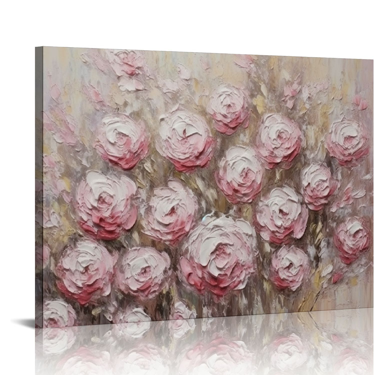 Chilfamy Wall Art Pink Flowers Canvas Floral Abstract Rose Bloosom ...