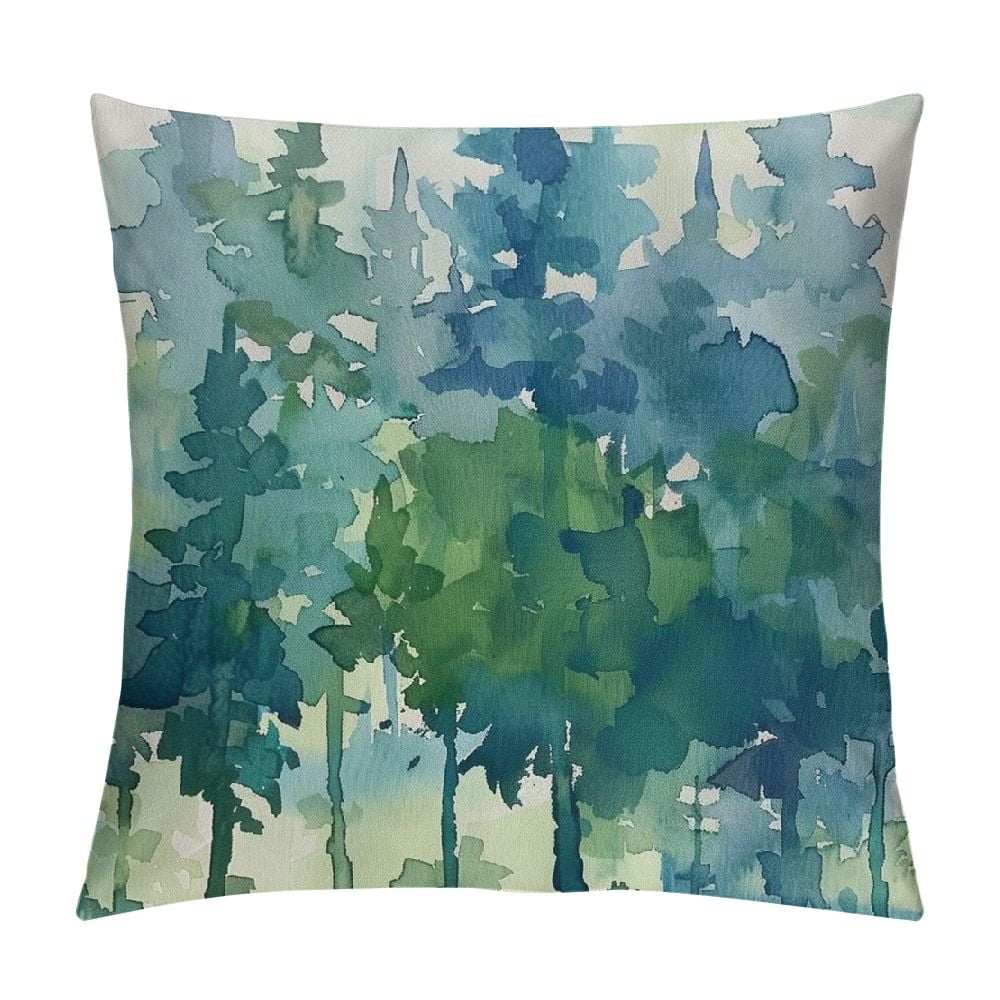 Chilfamy Watercolor Dark Green Tree Pillow Covers , Nature Themed ...