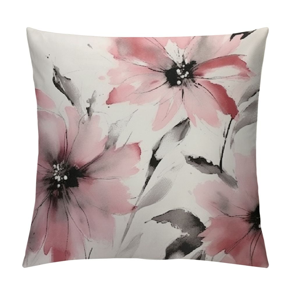 Chilfamy Watercolor Floral Leaves Abstract Plant Print Throw Pillows ...