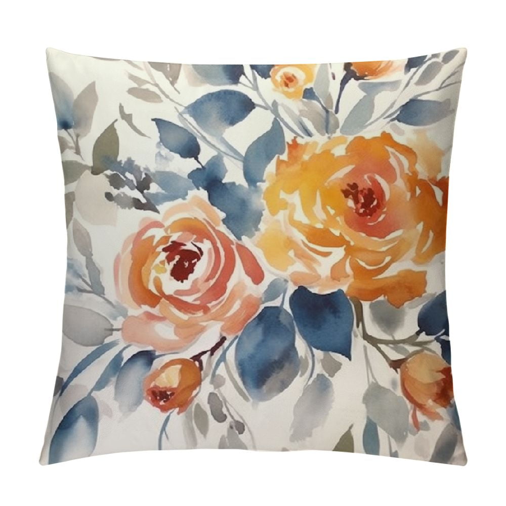 Chilfamy Watercolor Floral Leaves Abstract Plant Print Throw Pillows ...