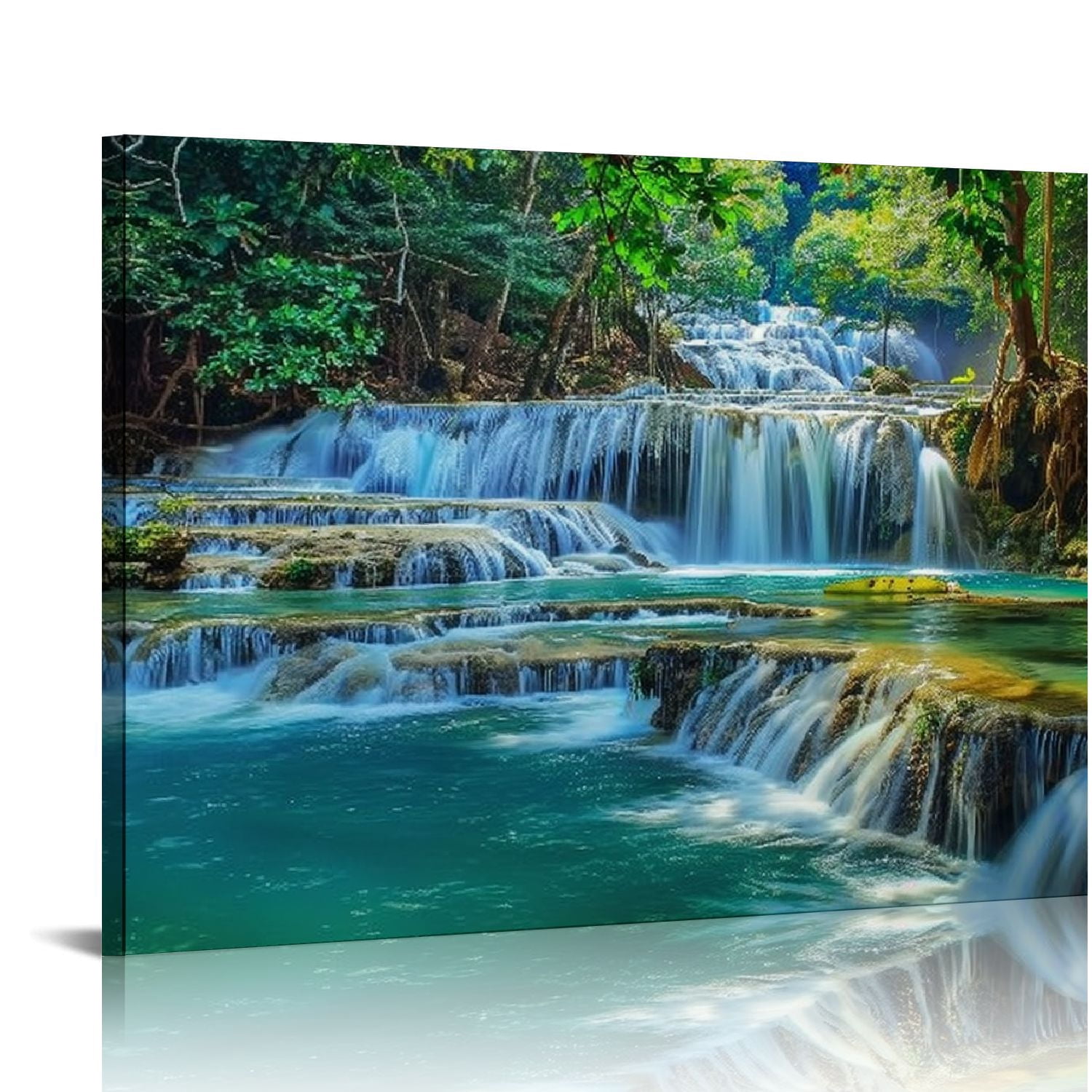 Chilfamy Waterfall Trees Blue Pool Canvas Wall Art Decor for Bathroom ...