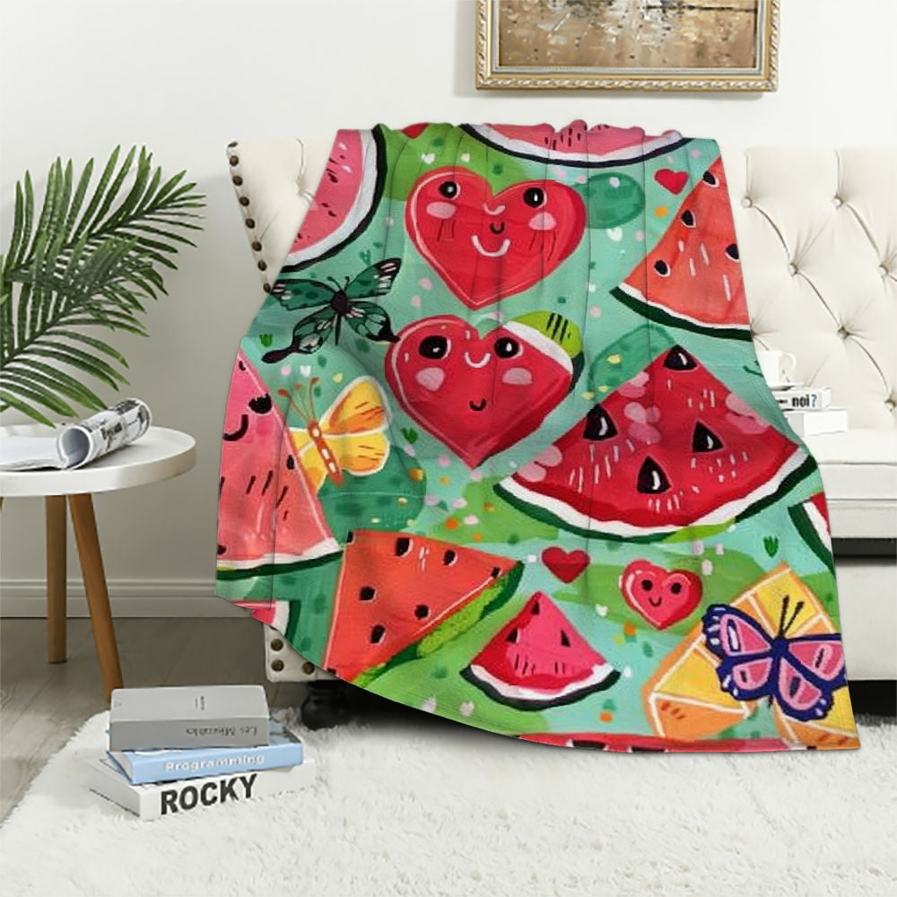 Chilfamy Watermelon Blanket Gift Cute Blankets for Girls & Boys - Red ...