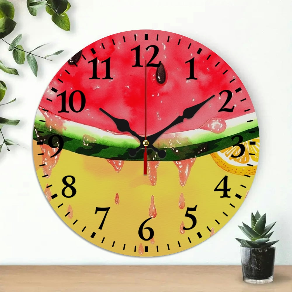 Chilfamy Watermelon Lemon Slice Drops of Water Theme 10-Inch Wooden ...