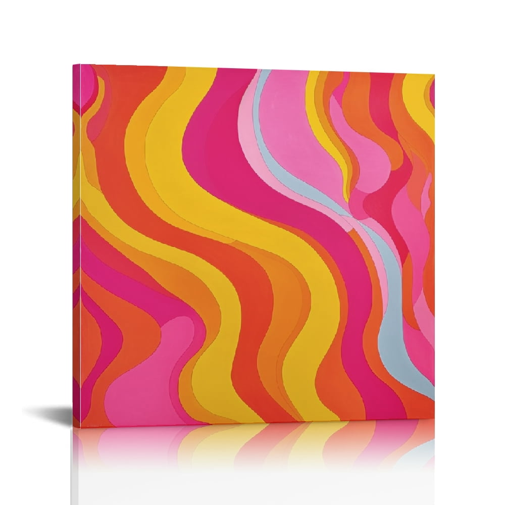 Chilfamy Wavy Design Canvas Wall Art Ready To Hang Home Decor 12x12in ...