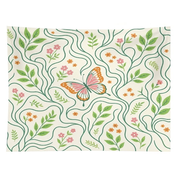 Chilfamy Whimsical Butterfly Vine Floral Pattern Polyester Wall ...