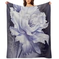 Chilfamy White Bloom Purple Background Soft Flannel Throw Blanket ...