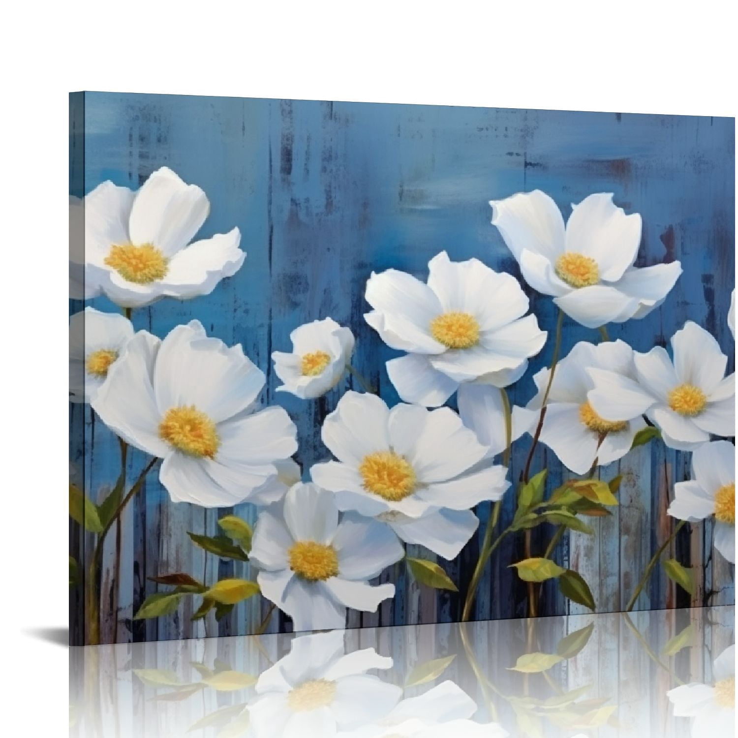 Chilfamy White Flowers Wall Decor -20x16 in/16x12 in - Wall Art for ...