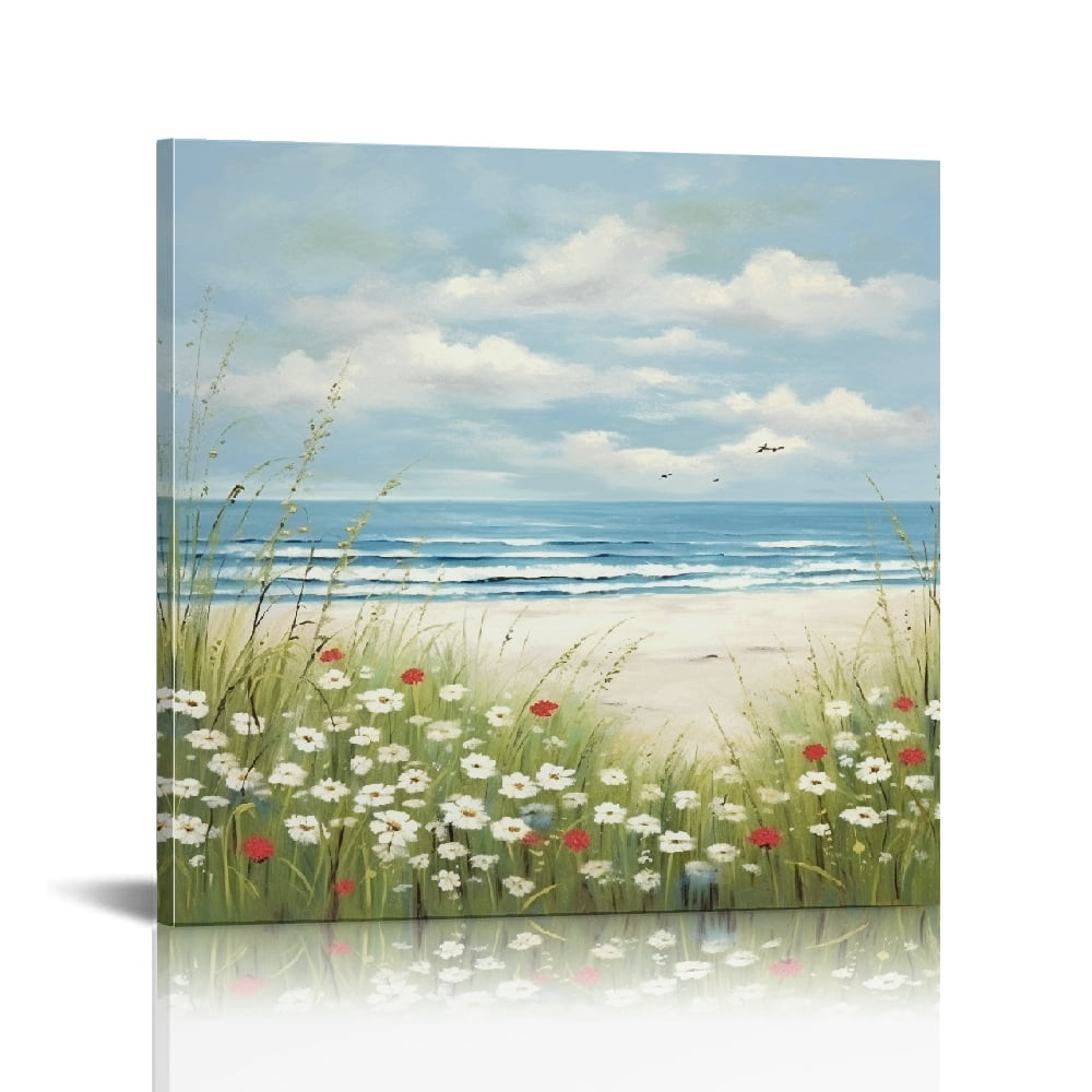 Chilfamy White Sea Flower Ready to Hang Wall Decor for Home Art Room ...