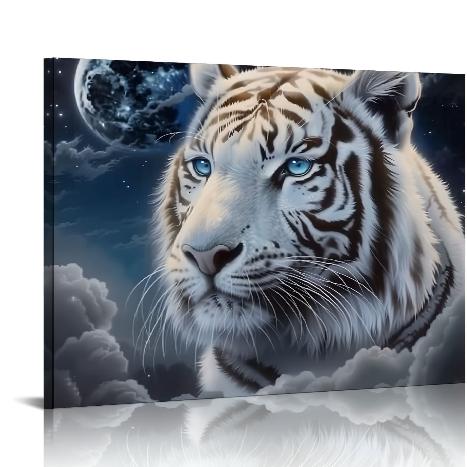 Chilfamy White Tiger Canvas Wall Art Print Home Decor for Living Room ...