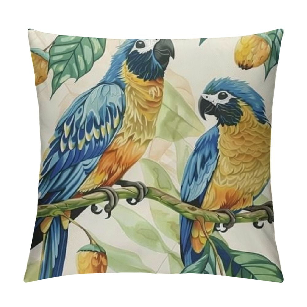 Chilfamy Wild Animals Throw Pillow Covers, Parrot Modern Decorative ...