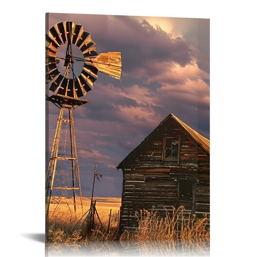 Chilfamy Windmill Barn Wall Art Barn Pictures Wall Decor Farmhouse Barn ...