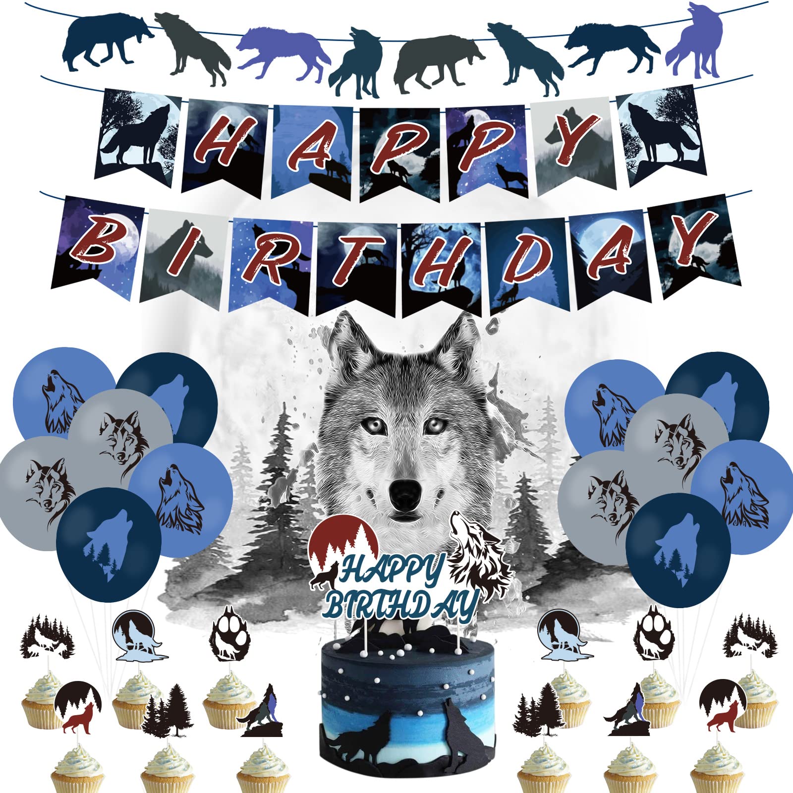 Chilfamy Wolf Birthday AJH3 Party Decorations, Wolf Party Supplies ...
