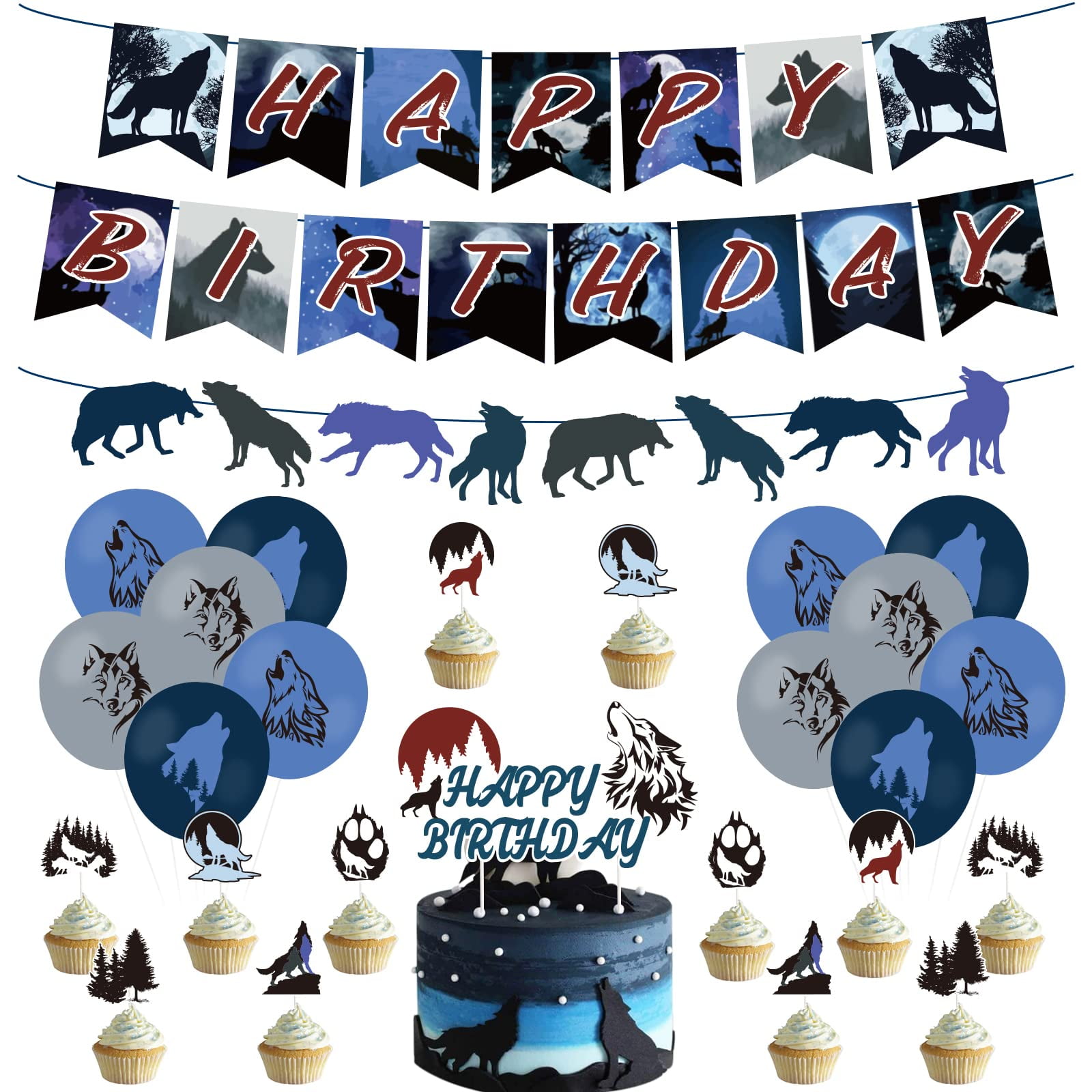 Chilfamy Wolf Birthday Party Decorations, Wolf Party Supplies with ...
