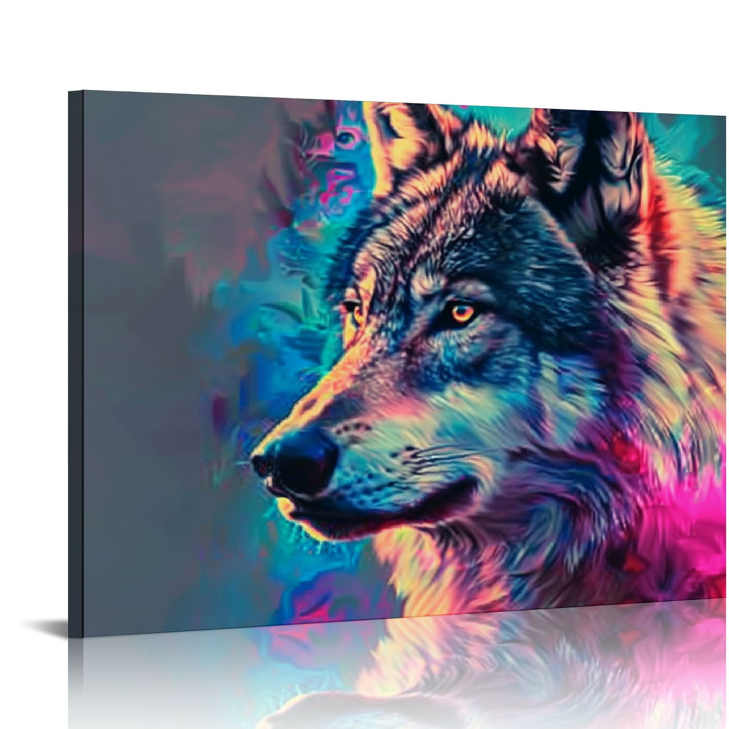 Chilfamy Wolf Colorful Background Furry Art Canvas Prints Wall Art for ...