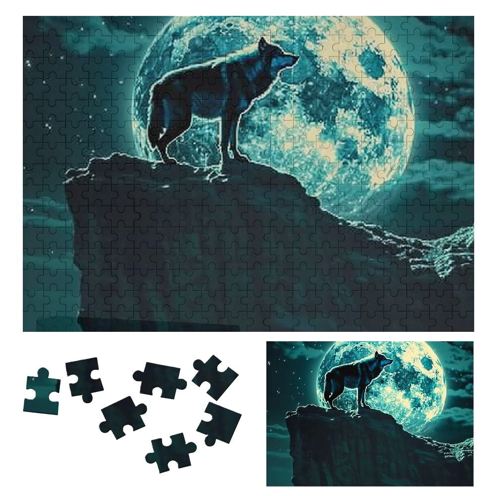 Chilfamy Wolf Moon Cliff Wooden Jigsaw Puzzle for Adults and Kids ...