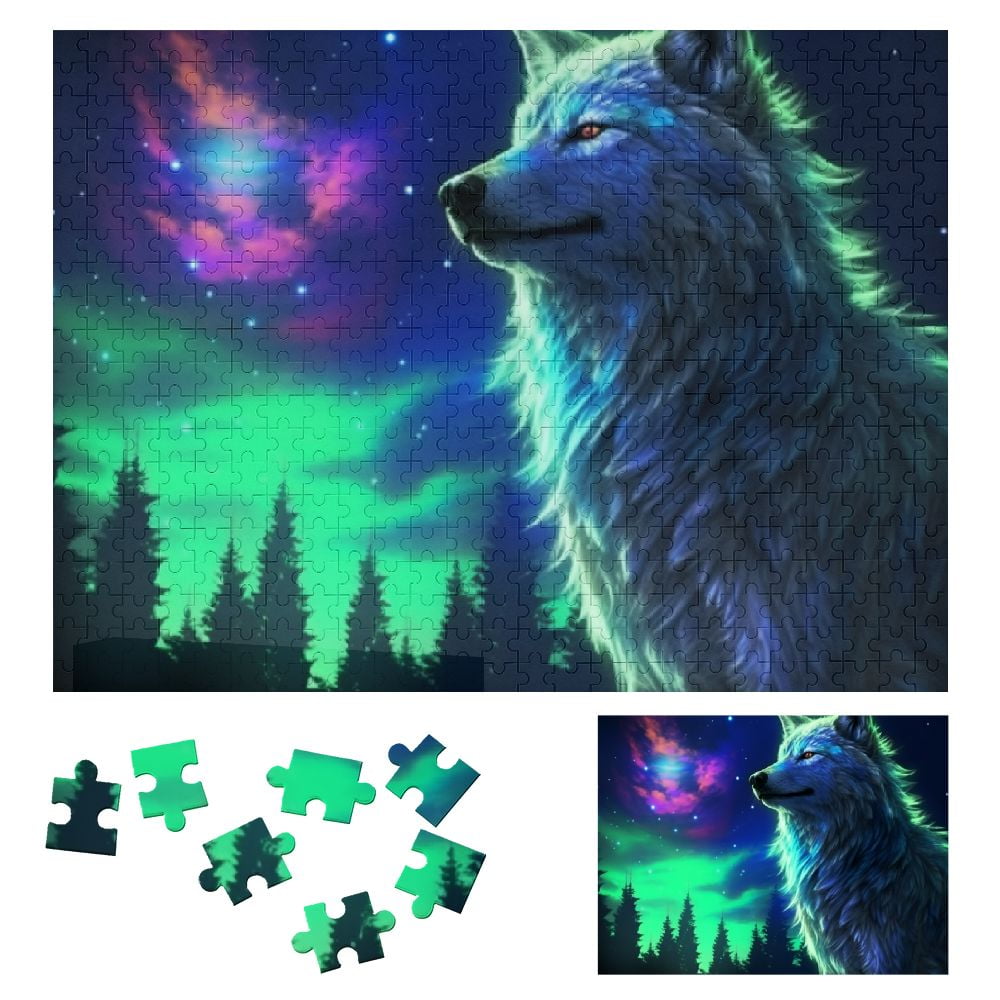 Chilfamy Wolf Moon Forest Wooden Jigsaw Puzzle for Adults and Kids ...