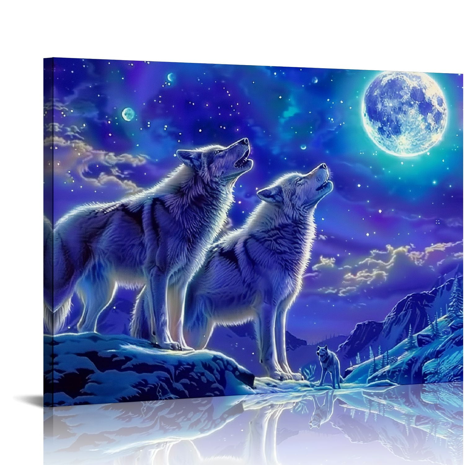 Chilfamy Wolves Moon Night Sky Canvas Art Modern Prints for Wall Decor ...