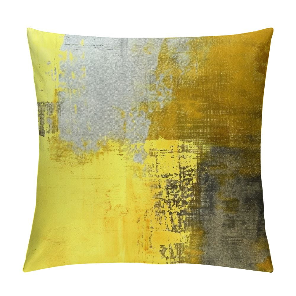 Chilfamy Yellow Abstract Pillow Covers Modern Accent Gray Throw Pillow ...