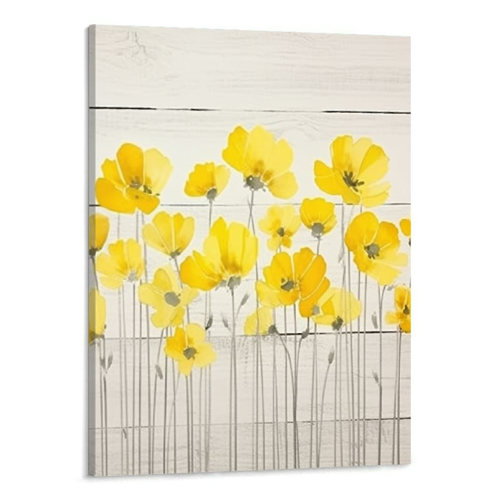 Chilfamy Yellow Flower Canvas Wall Art Picture 16x20in for Living Room ...