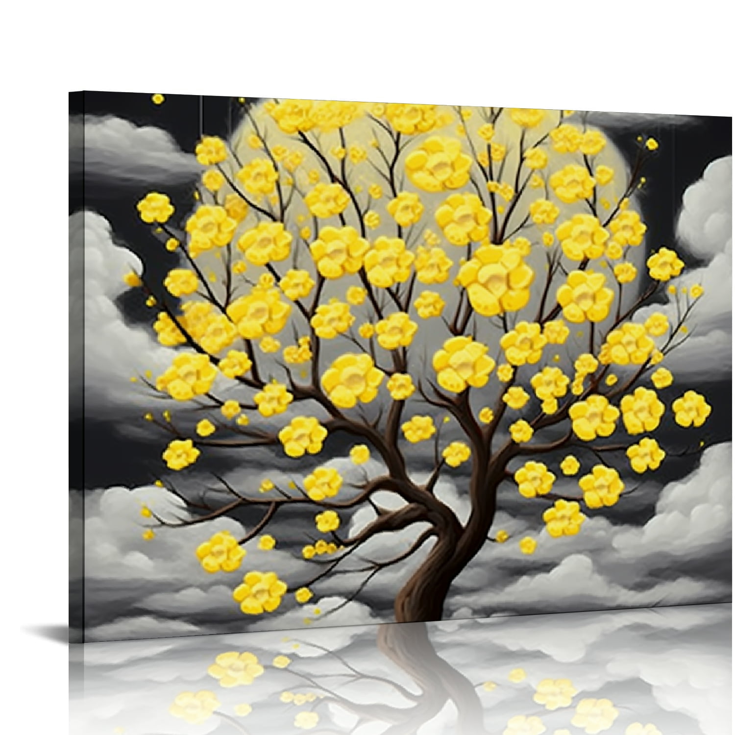 Chilfamy Yellow Flowers Canvas Wall Art Decor Ready To Hang 16x12in ...