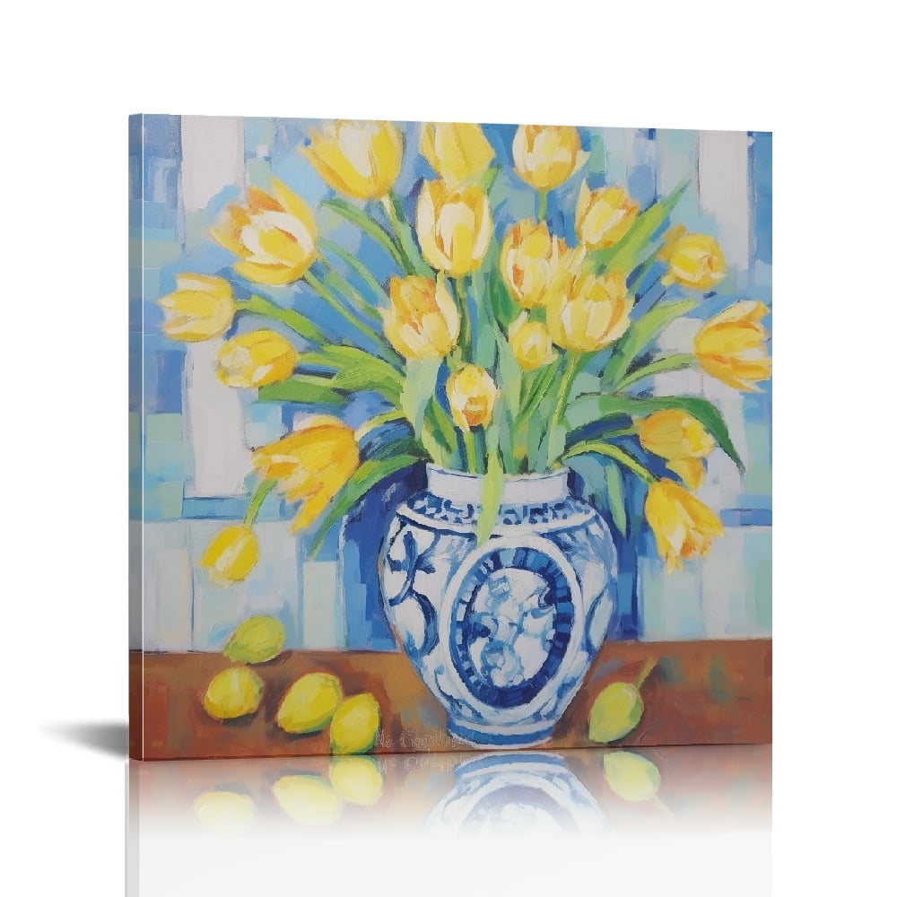 Chilfamy Yellow Flowers Canvas Wall Art Modern Home Decor Ready To Hang ...