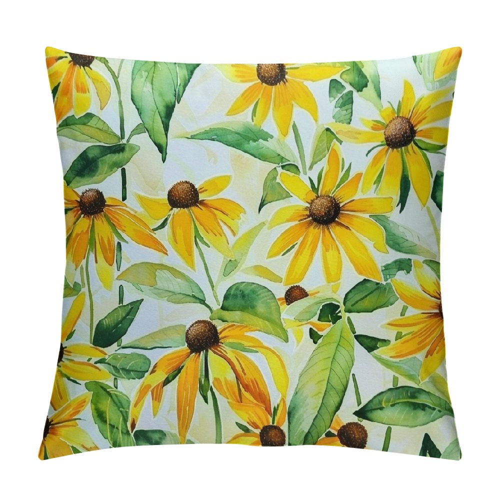 Chilfamy Yellow Watercolor Daisy Pillow Covers , Spring Summer Daisy ...