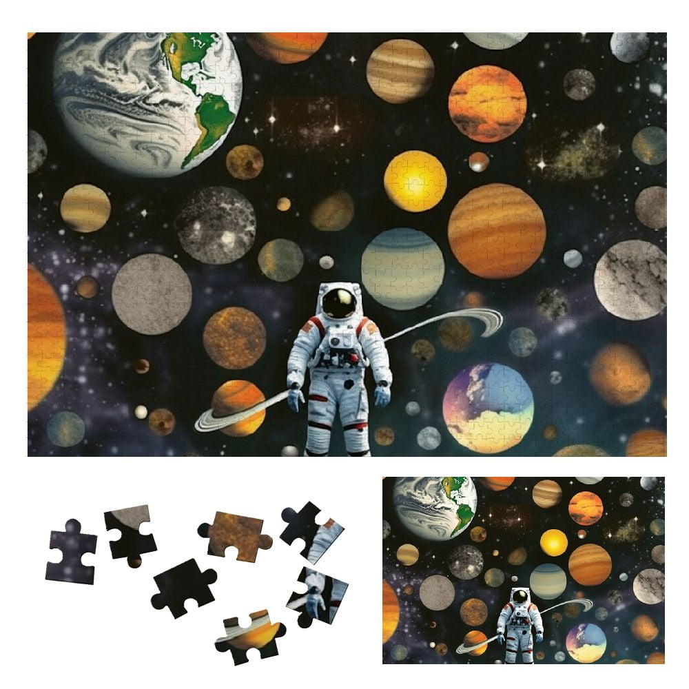 Chilfamy Zero Gravity Jigsaw Puzzle for Adults and Families, Outer Space Puzzle with Planets and ...