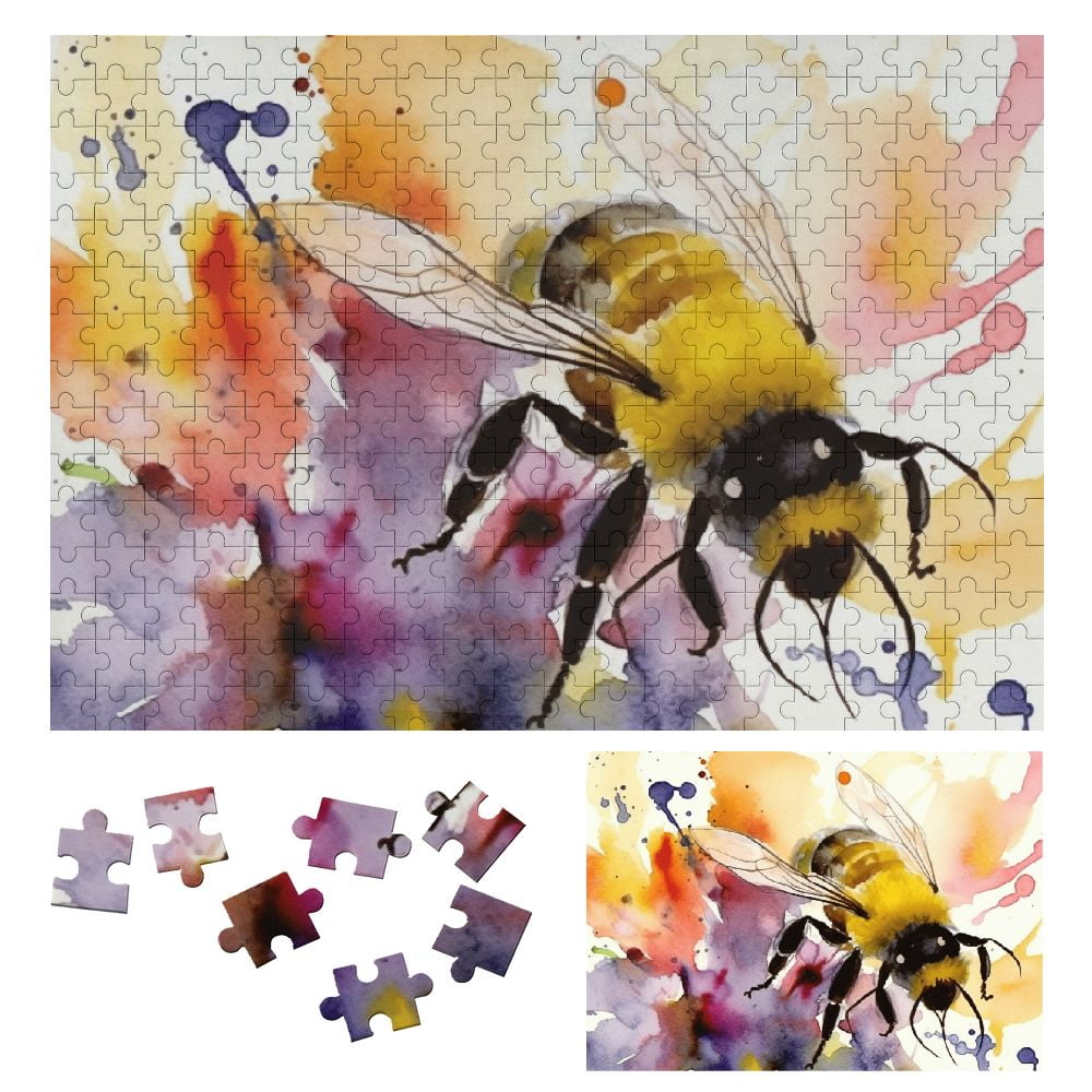 Chilfamy bee Yellow and Purple Paperboard Boxed Jigsaw Puzzle 300 PCS ...