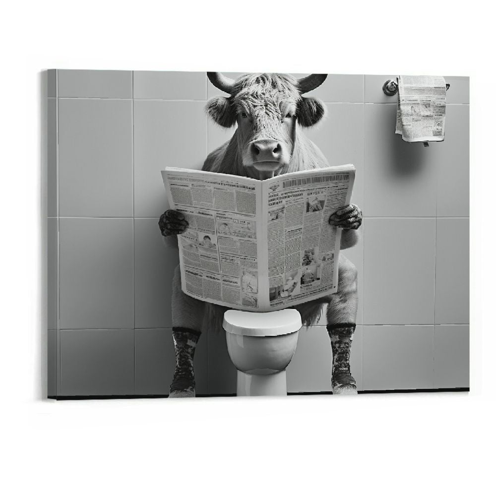 Chilfamy for Living Room Wall Decor The Cow Reading the Newspaper ...